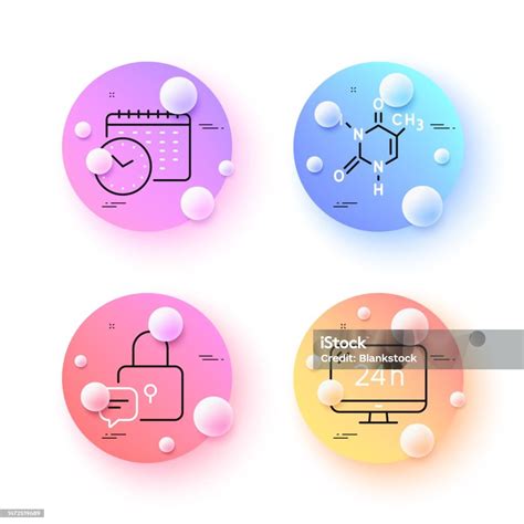 Layanan 24 Jam Rumus Kimia Dan Kunci Ikon Garis Minimal Untuk Aplikasi Web Pencetakan Vektor