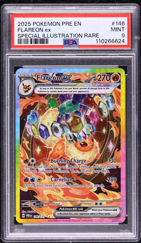 2025 Pokemon Sv Prismatic Evolutions Sir Flareon Ex 146 Psa 9 Mint On