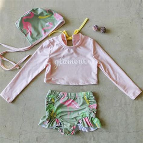 Купальный костюм из 2 предметов для маленьких девочек, купальник с ...