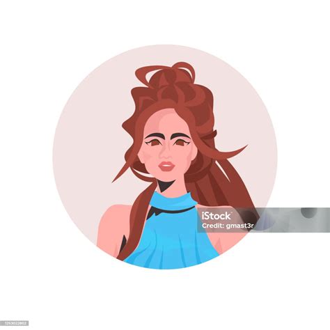 갈색 머리 젊은 여자 프로필 아바타 아름다운 소녀 얼굴 여성 만화 캐릭터 초상화 가공의 인물에 대한 스톡 벡터 아트 및 기타 이미지 가공의 인물 갈색 머리 개념