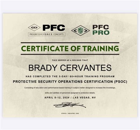 Brady Cervantes On Linkedin Psoc Protective Security Operations Cert With Progressive F O R C E…