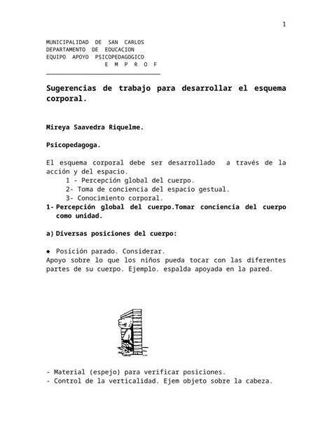 Doc Desarrollar El Esquema Corporal Dokumentips