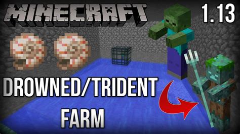 Simple Drowned Trident Nautilus Shell Farm In Minecraft 1 13 Update Aquatic Youtube