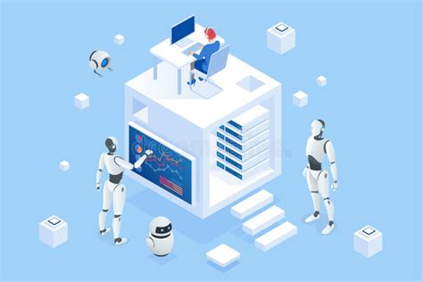 Isometric An Ai Powered Robot Efficiently Processes Data For Business