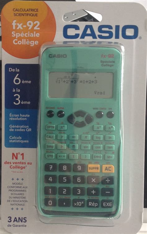 casio fx 92 spéciale collège calculatrice scientifique casio fx92 spéciale collège