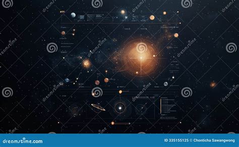Futuristic Cosmic Interface Displaying Data About The Universe Complete With Stars And Galaxies