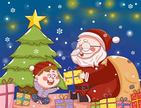 크리스마스 선물을주는 산타 클로스 일러스트 무료 다운로드 Lovepik
