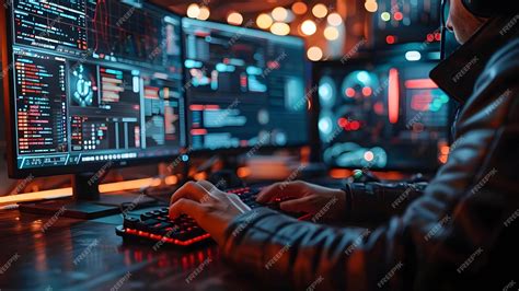 Premium Photo Cyber Criminal Hacking System Stealing Data With