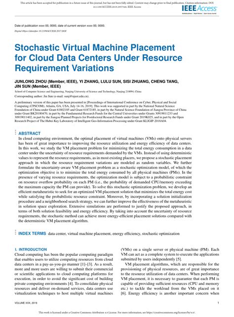Pdf Stochastic Virtual Machine Placement For Cloud Data Centers Under
