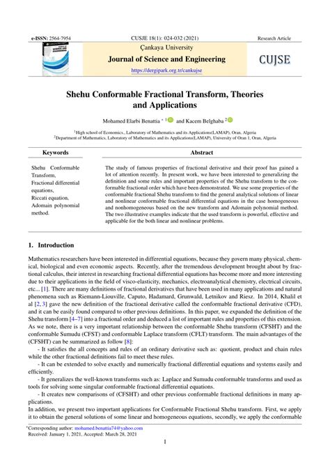 Pdf Shehu Conformable Fractional Transform Theories And Applications
