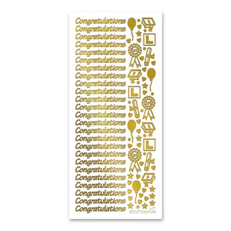 Congratulations Small Gold Adhesive Peel Off Stickers — Katy Sue Designs