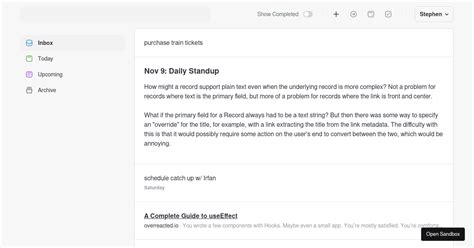 Capture Inbox Spec Codesandbox