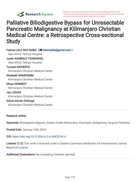 Pdf Palliative Biliodigestive Bypass For Unresectable Pancreatic