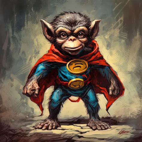 A Monkey Dressed As A Superhero With A Red Cape Premium Ai Generated