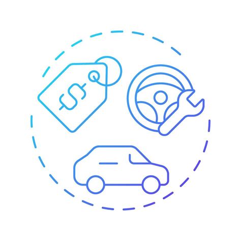 Usado Coche Comerciante Azul Degradado Concepto Icono Transporte Mantenimiento Reparar Precio