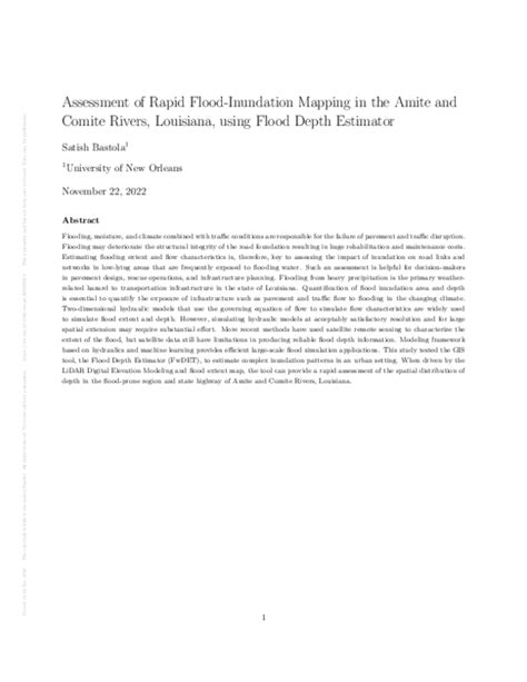 Pdf Assessment Of Rapid Flood Inundation Mapping In The Amite And Comite Rivers Louisiana