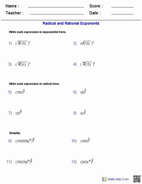 50 Simplifying Rational Exponents Worksheet Chessmuseum Template Library