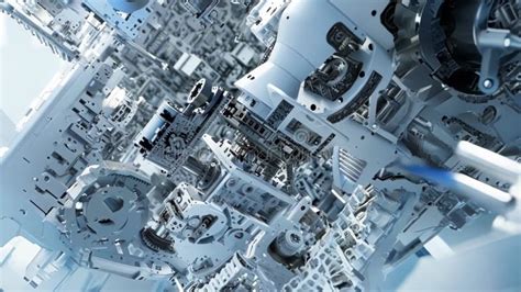 Innovative Production Line Manufacturing Using Modern Industrial Robotic Arms Stock Footage