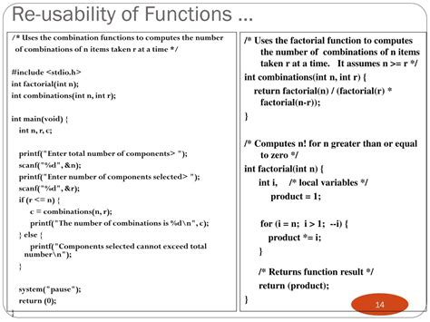 Ppt Functions In C Programming Types Arguments And Reusability