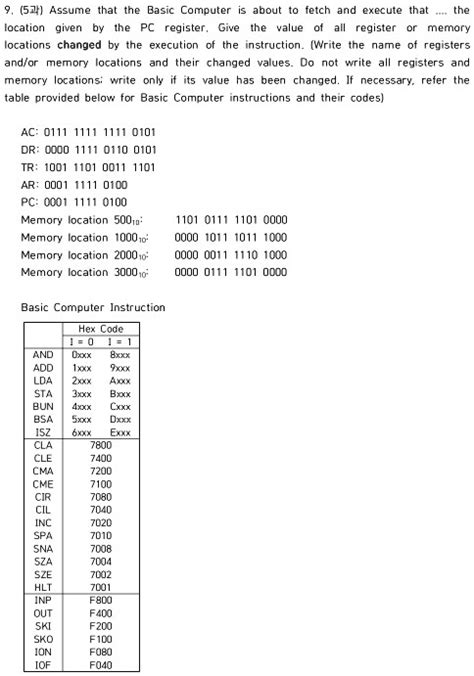 solved location given by the pc register give the value of all