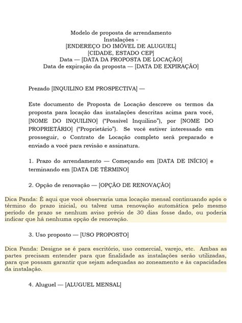 Modelo De Proposta De Aluguel Pdf