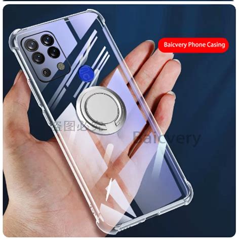 Phone Case For Tecno Pova Ld7 Ld7j Lc7 Casing Shockproof Car Magnetic Ring Holder Stander Cover