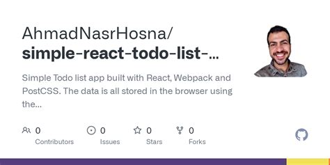 Github Ahmadnasrhosna Simple React Todo List App Simple Todo List App Built With React