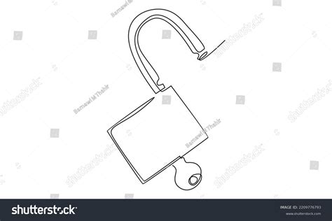 Continuous Line Lock Key Safety Lock Stock Vector Royalty Free