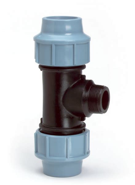 Threaded Tee For Pepolyethylene 63 Mm X 2 Male Thread 16 Bar