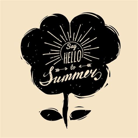 벡터 핸드 레터링 영감을 주는 타이포그래피 포스터 꽃 실루엣에 여름에 인사 프리미엄 벡터