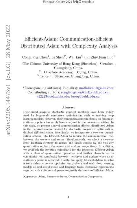 Efficient Adam Communication Efficient Distributed Adam With