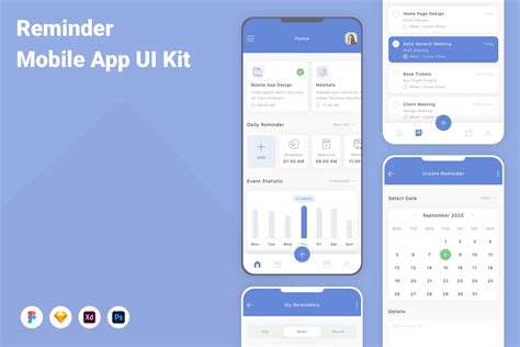Reminder Mobile App Ui Kit Graphic By Betush · Creative Fabrica