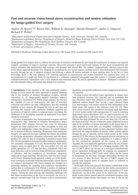 Pdf Fast And Accurate Vision Based Stereo Reconstruction And Motion Estimation For Image
