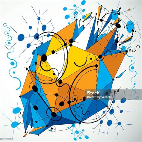 3 D 벡터 바우하우스 추상적 배경 함께 그리드 2차 도형에 대한 스톡 벡터 아트 및 기타 이미지 2차 도형 3차원 형태 굴절 Istock