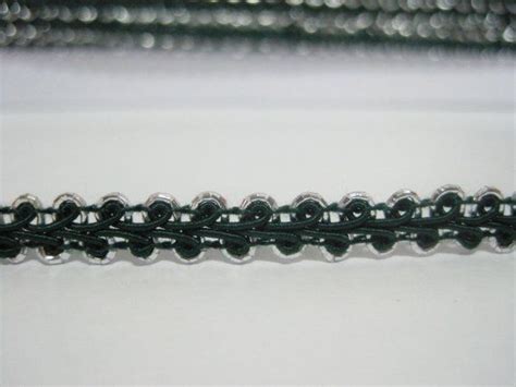 5 Yards 14 Forest Green Gimp Braided Silver Edge Gimp Braid Braided