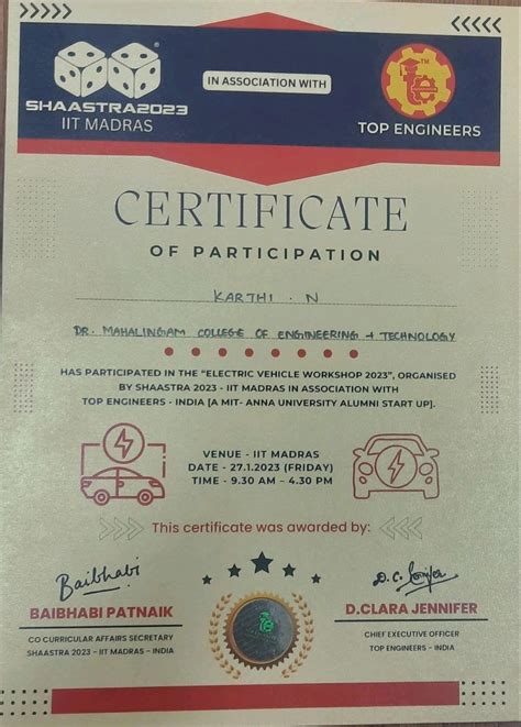 Karthi N On Linkedin Topengineerings Electricvehicle Skills Iitmadras Pollachi Educatinal