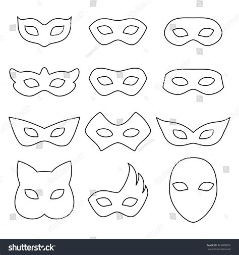 Blank Carnival Assorted Masks Icons Templates Stock Vector Royalty
