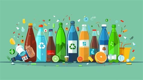 Ecofriendly Flat Banner With Glass Recycling And Garbage Elements Premium Ai Generated Vector