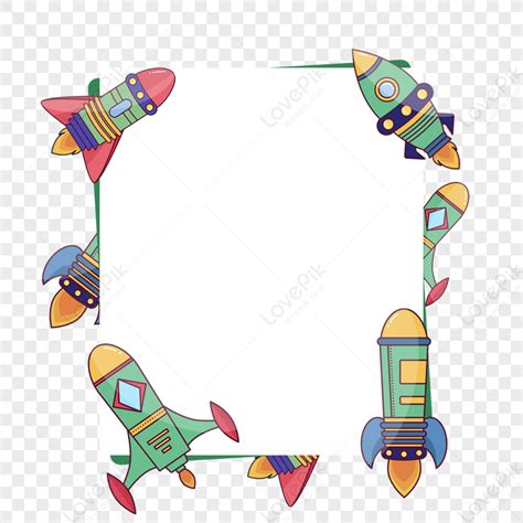 귀여운 일러스트 손으로 그려진 된 색상 우주선 테두리 우주포스터브러시 Png 일러스트 무료 다운로드 Lovepik