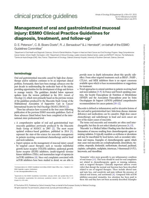 Mucositis Guidlines Pdf Chemotherapy Radiation Therapy