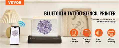 Vevor Tattoo Transfer Stencil Printer Wireless Bluetooth Tattoo