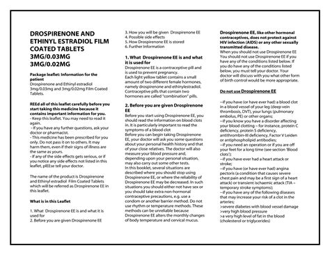 Drospirenone And Ethinyl Estradiol Film Coated Tablets Pil Taj