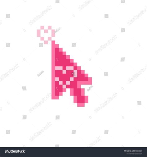 Pixelated Valentine Theme Cursor Love Symbols Stock Vector Royalty