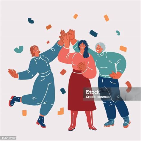 여성의 벡터 일러스트 레이 션 손 하이 파이브 미팅 인사말 하이 파이브에 대한 스톡 벡터 아트 및 기타 이미지 하이 파이브