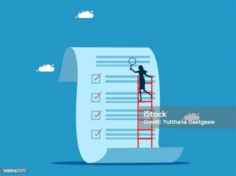 서류를 확인하십시오 보고서 용지에 돋보기를 들고 계단을 오르는 사업가 감시에 대한 스톡 벡터 아트 및 기타 이미지 감시 개발 검사 보기 Istock