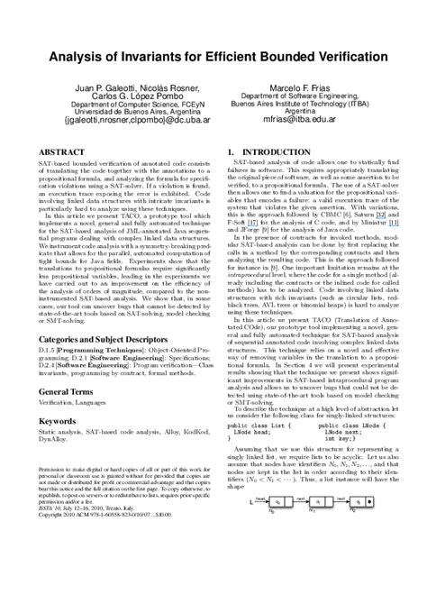 Pdf Analysis Of Invariants For Efficient Bounded Verification