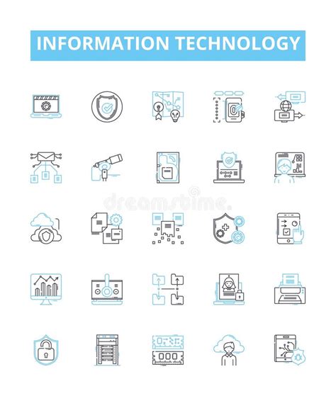 Information Technology Vector Line Icons Set It Computers Software Networking Data