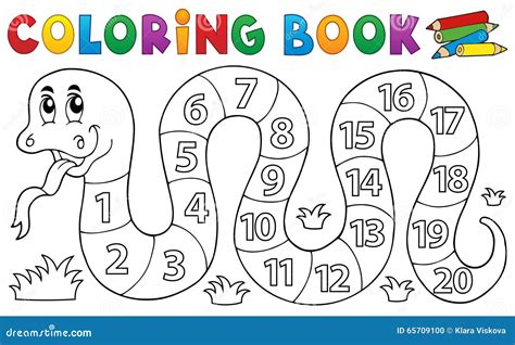 Змейка книжка раскраски с темой номеров Иллюстрация вектора иллюстрации насчитывающей векторы