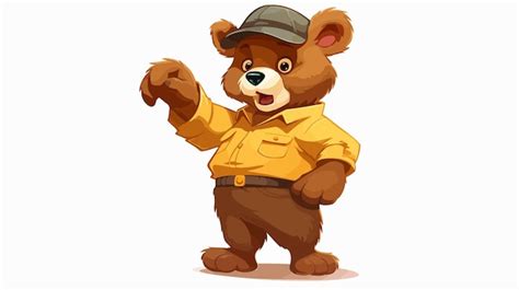 Female Bear Scout Cartoon Illustration For Wildlife Education And Adventure Concepts Premium
