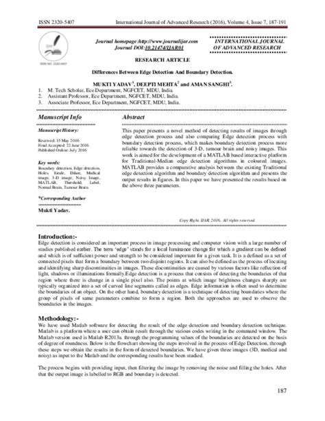 Pdf Differences Between Edge Detection And Boundary Detection